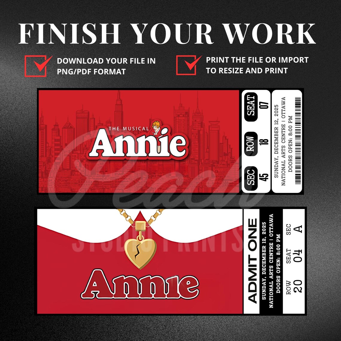 Printable Annie the Musical Theatre Ticket | Personalized Gift Reveal ...