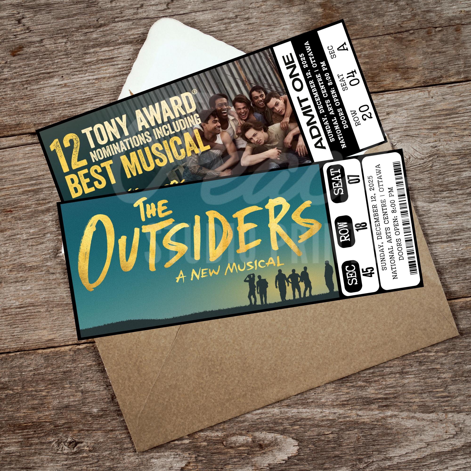 Printable the Outsiders Musical Theatre Ticket | Personalized Gift ...