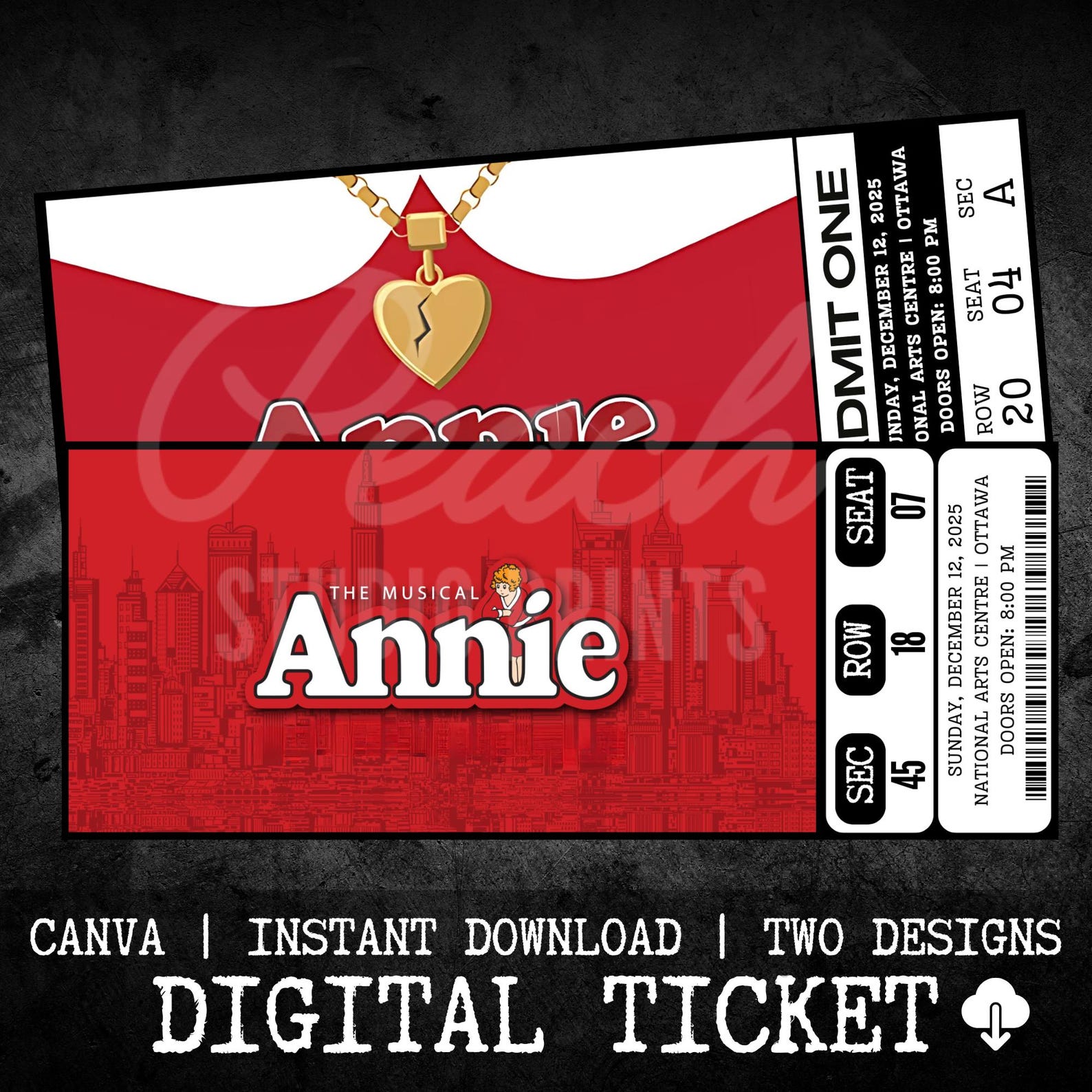 Printable Annie the Musical Theatre Ticket | Personalized Gift Reveal ...
