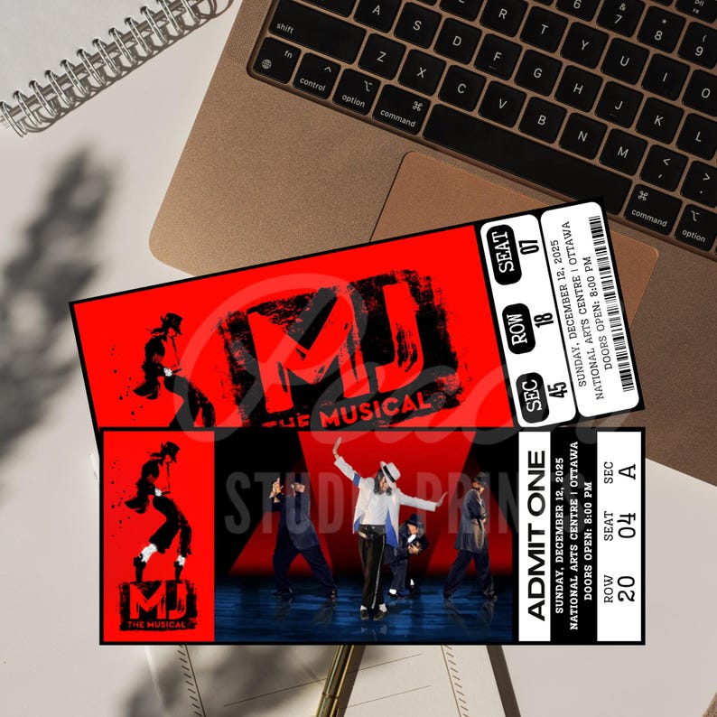 Printable MJ the Musical Theatre Ticket | Personalized Gift Reveal ...
