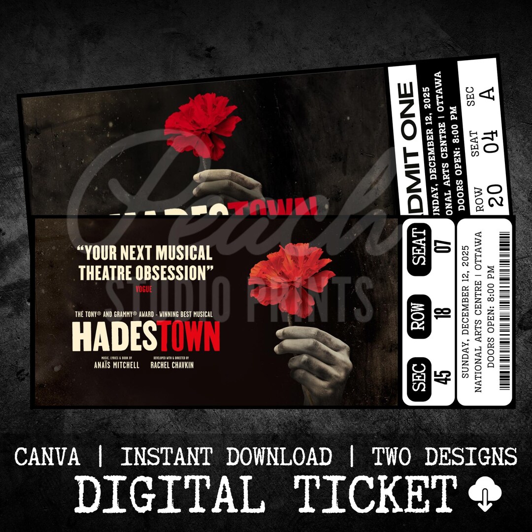 Printable Hadestown the Musical Theatre Ticket | Personalized Gift ...