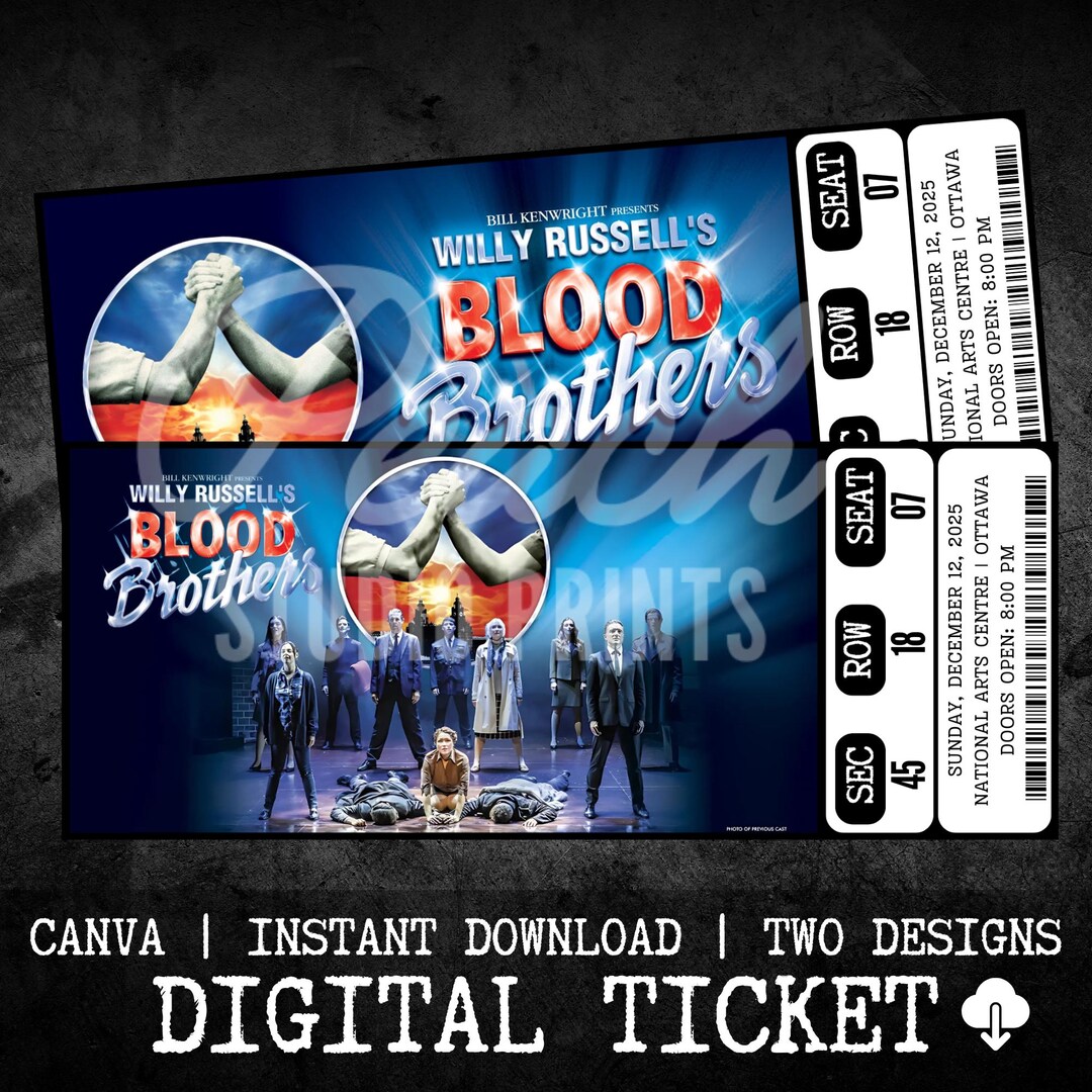 Printable Blood Brothers Musical Theatre Ticket | Personalized Gift ...