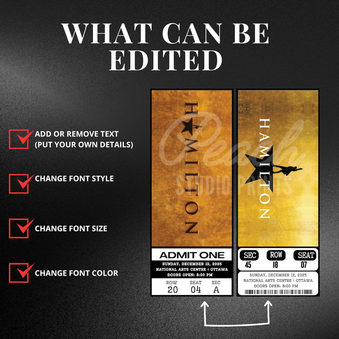 Printable Hamilton Broadway Surprise Ticket, Hamilton the Musical ...