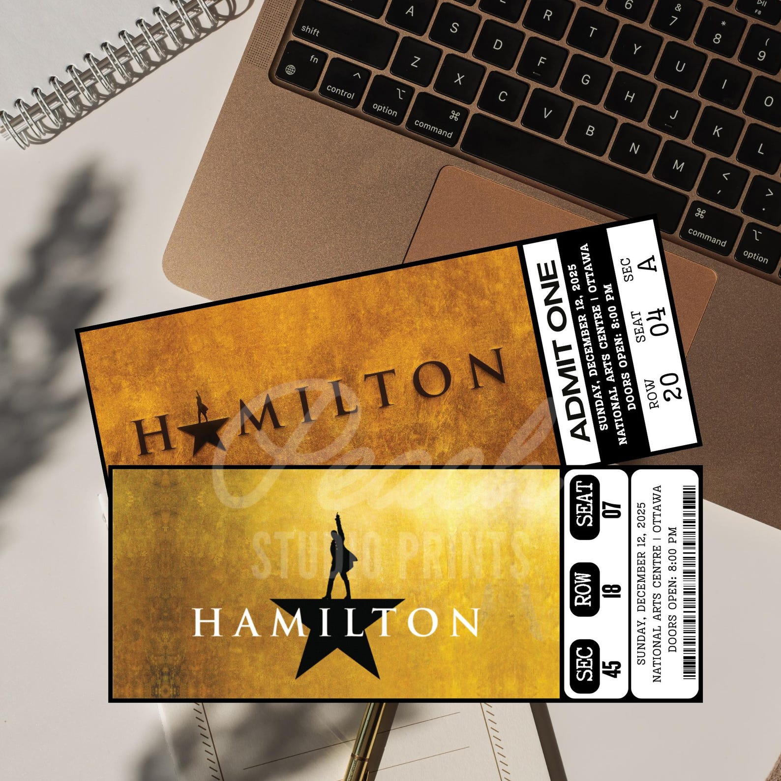 Printable Hamilton Broadway Surprise Ticket, Hamilton the Musical Collectible Theater Ticket ...