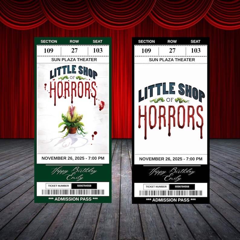 Printable Little Shop of Horrors Musical Theatre Ticket | Personalized ...