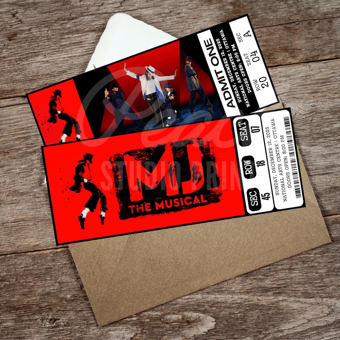 Printable MJ the Musical Theatre Ticket | Personalized Gift Reveal ...
