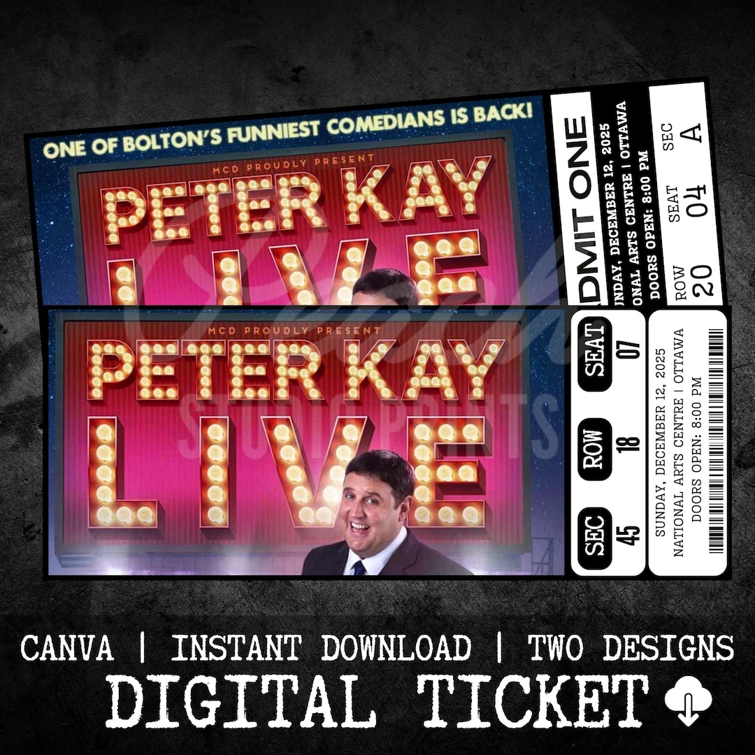 Printable Peter Kay Ticket UK Tour 2024 2025 | Personalized Live Comedy ...