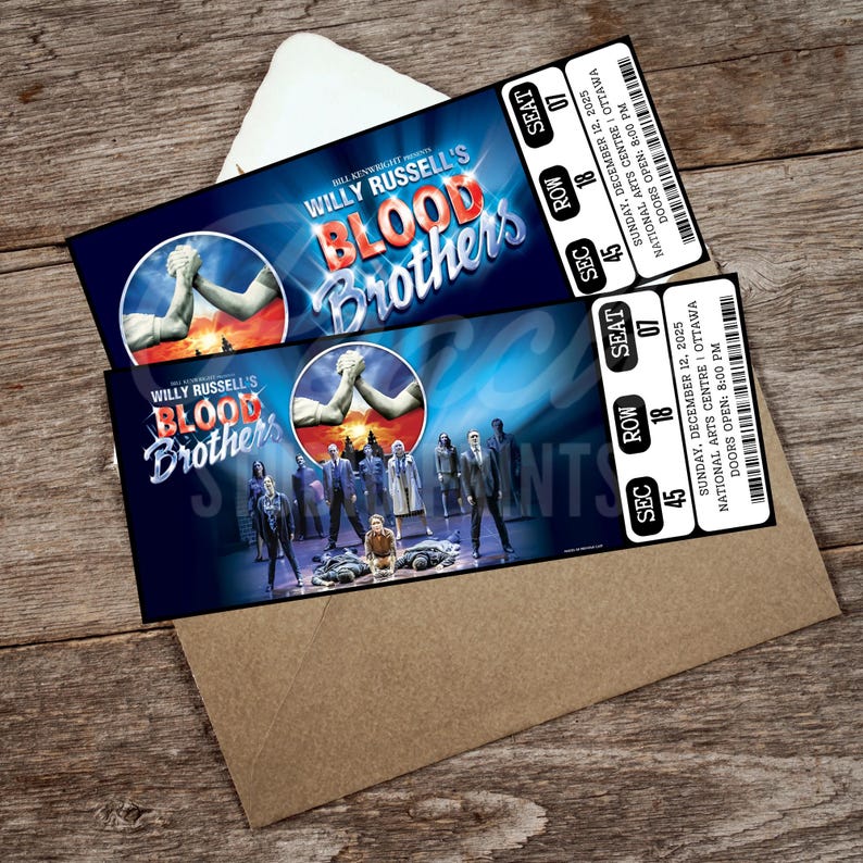Printable Blood Brothers Musical Theatre Ticket | Personalized Gift ...