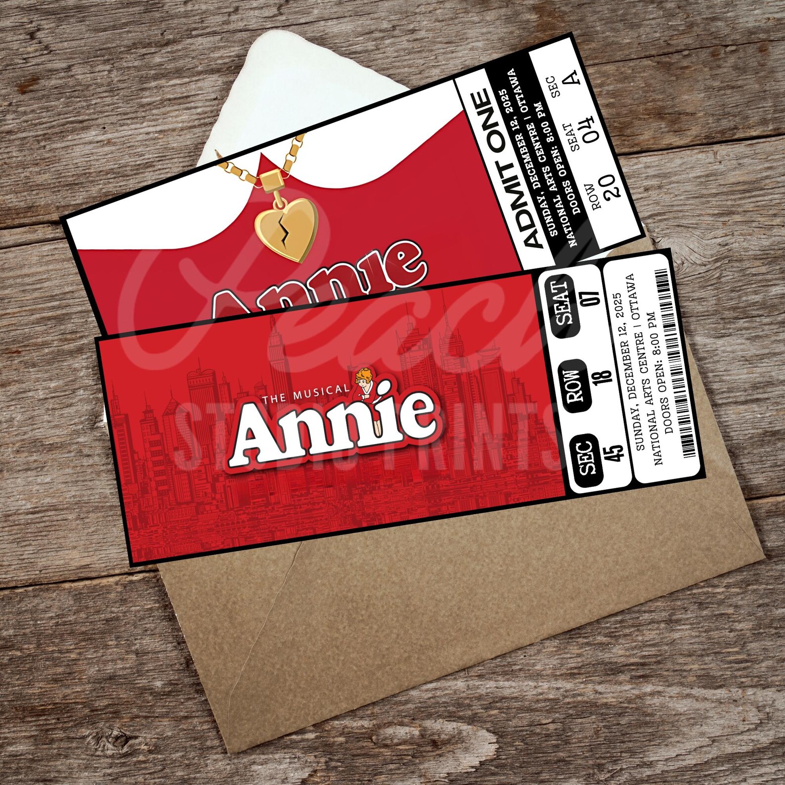 Printable Annie the Musical Theatre Ticket | Personalized Gift Reveal ...