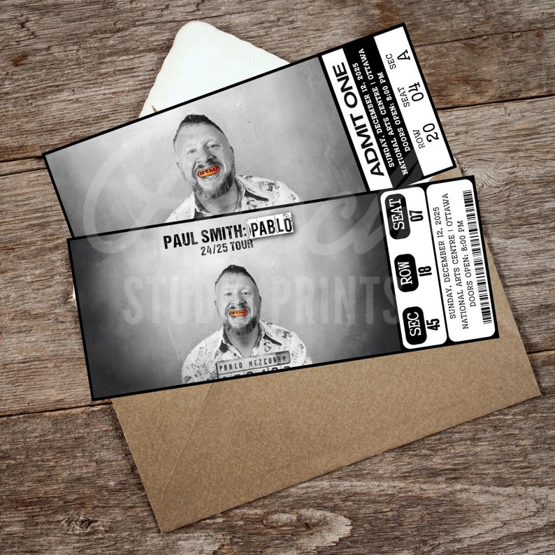 Printable Paul Smith Ticket Pablo Tour 2024, Personalized Live Comedy ...