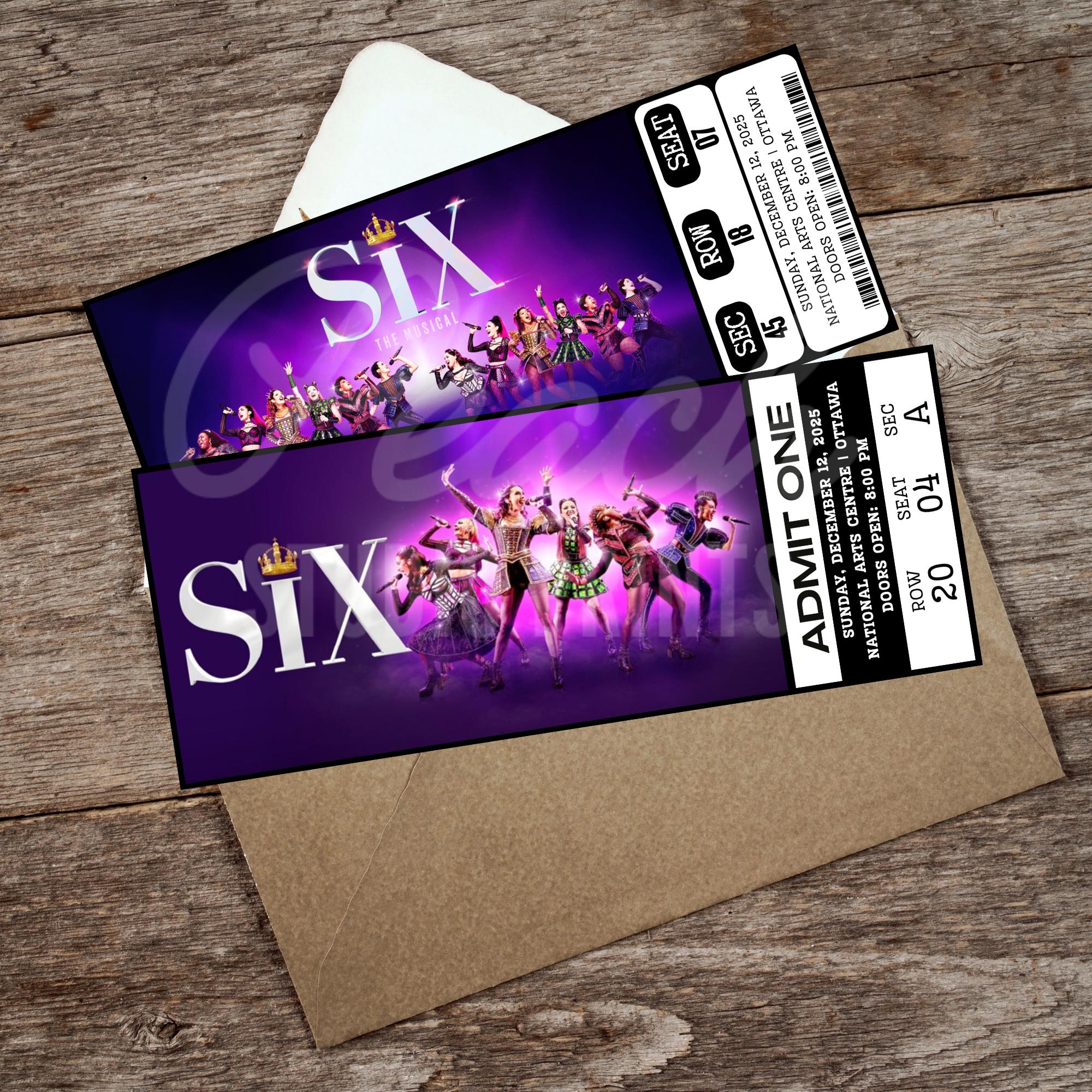 Printable Six the Musical Theatre Ticket, Editable West End, Broadway ...