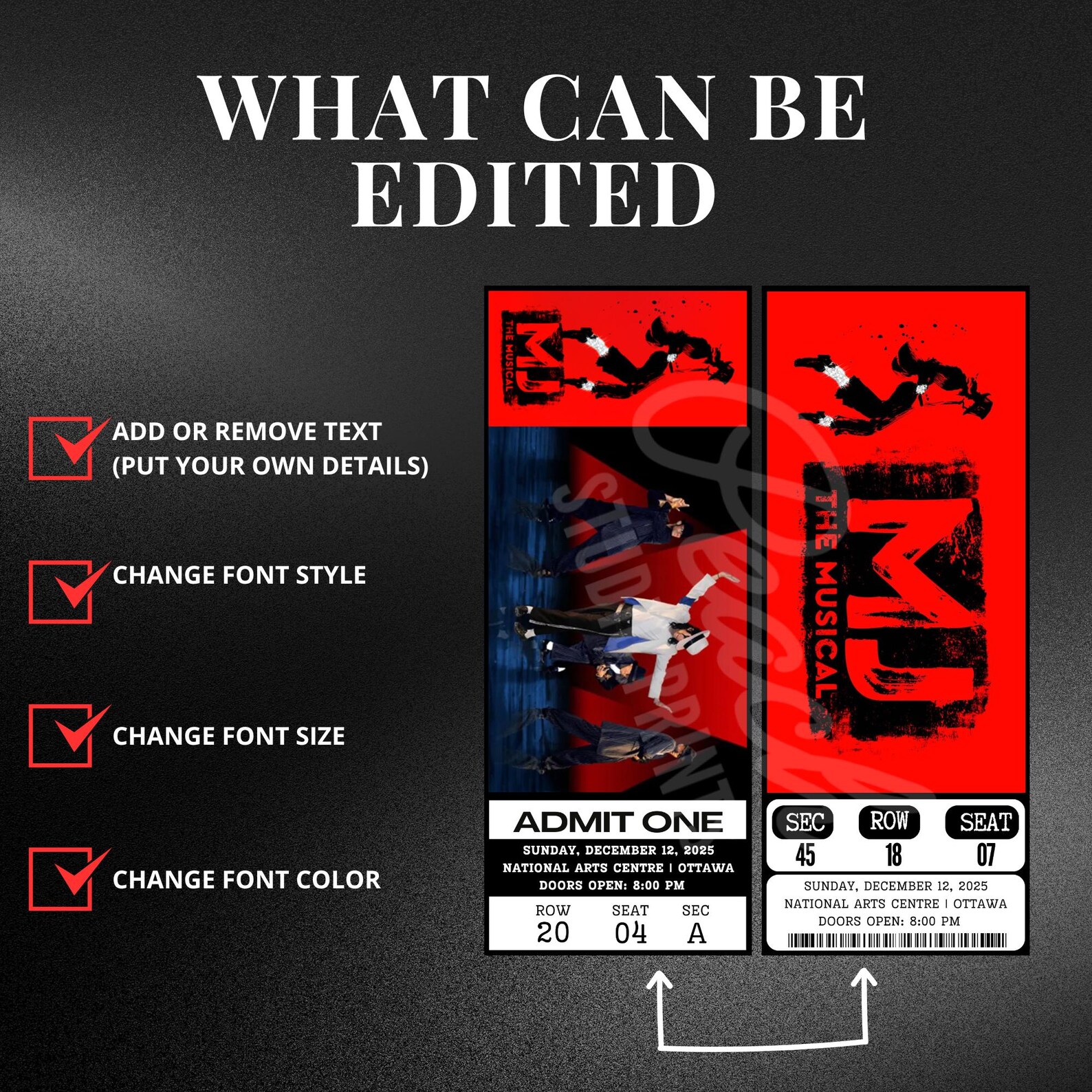 Printable MJ the Musical Theatre Ticket | Personalized Gift Reveal ...