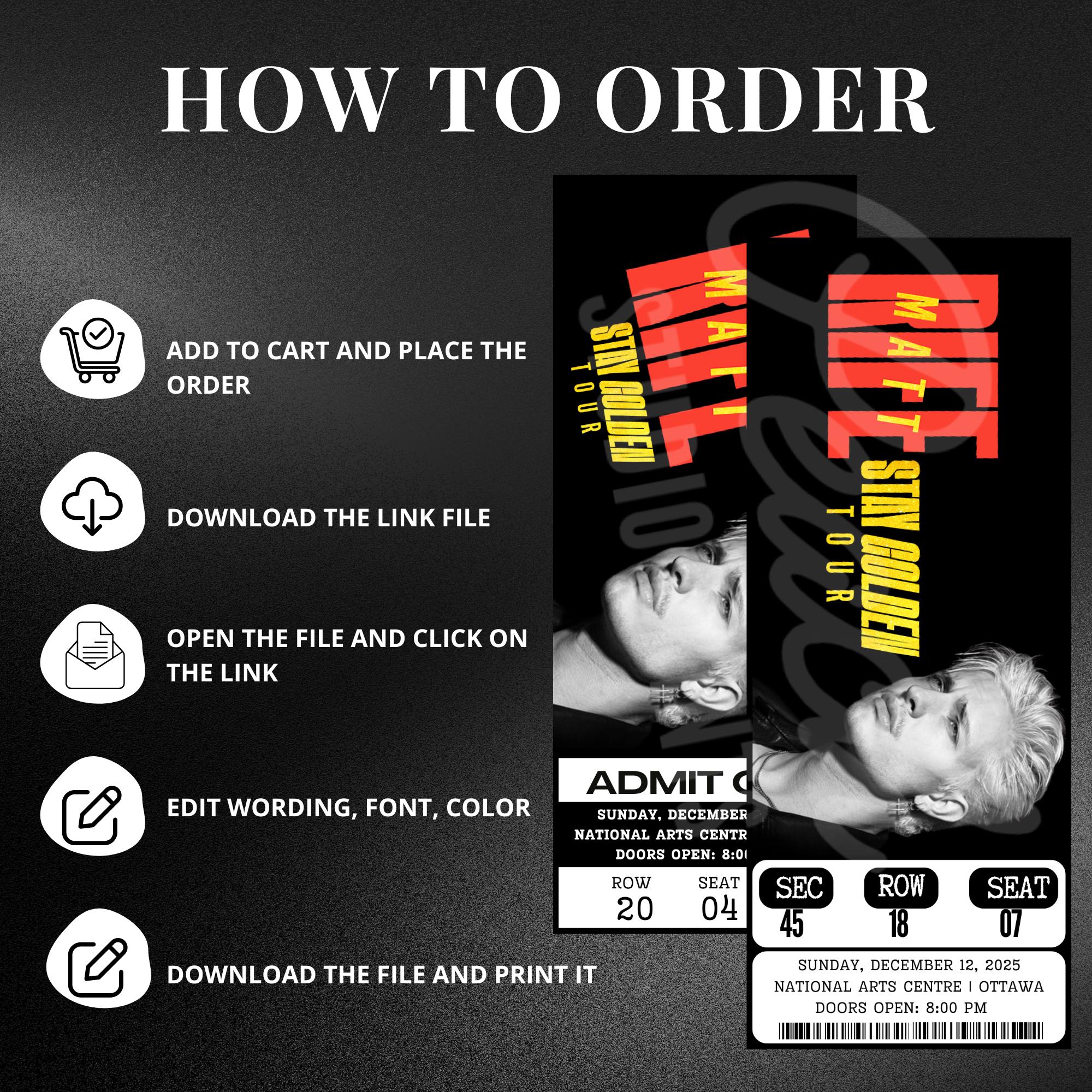 Printable Matt Rife Ticket Stay Golden 2025 Tour | Personalized Live ...