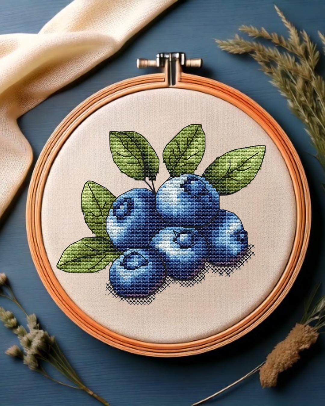 Blueberry Cross Stitch Pattern, | Cross Stitch Pattern PDF | Fruit ...