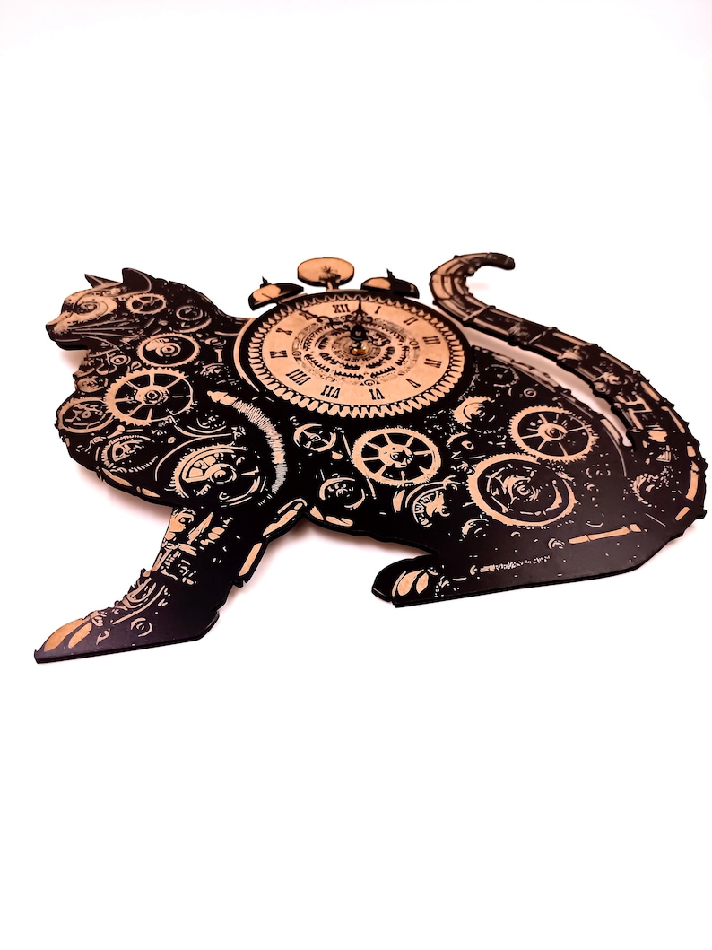 Steampunk Cat Wall Clock Files for Laser Cutting (svg, Dxf ,ai ,png ...