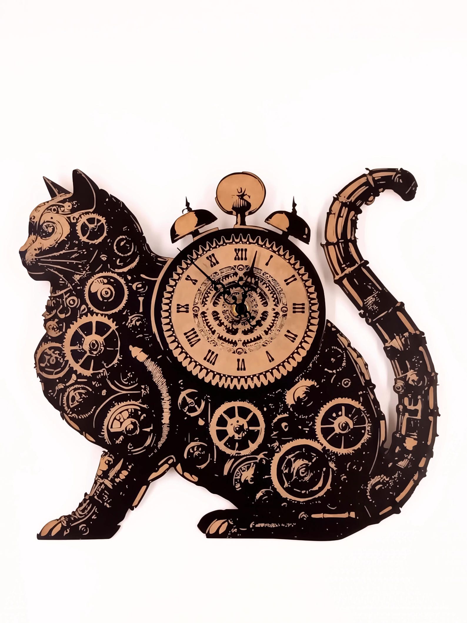 Steampunk Cat Wall Clock Files for Laser Cutting (svg, Dxf ,ai ,png ...