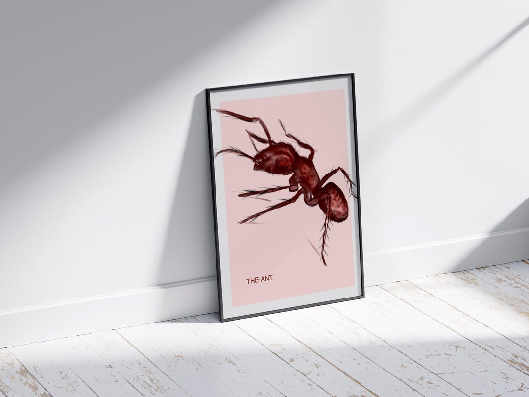 The Ant Poster | Surreal Insect Wall Art | Minimalist Red Ant ...