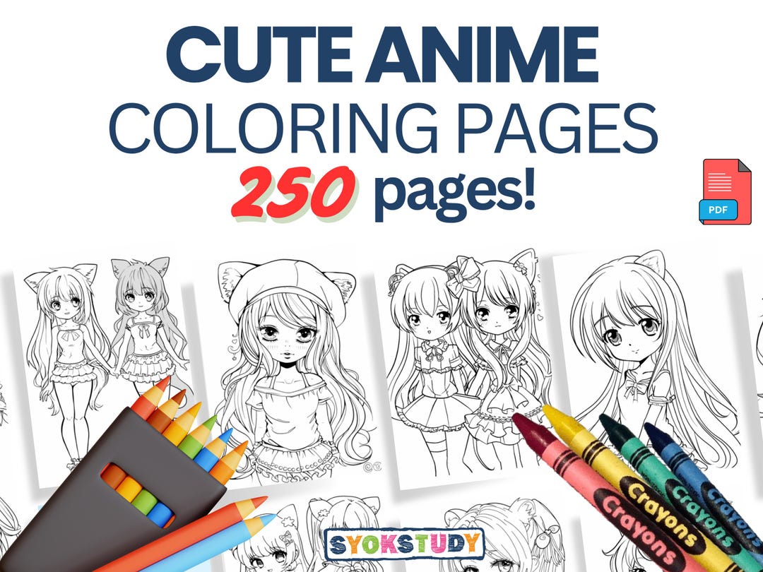 Cute Anime Coloring Book for Kids | Printable PDF | Colouring - 250 ...