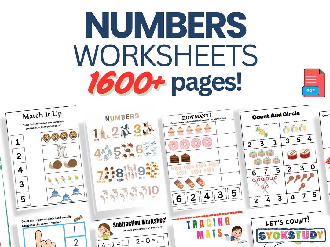 Numbers Worksheets / Busy Book Bundle Set | Printable PDF | Children ...