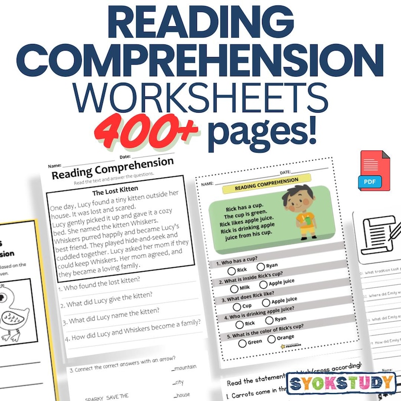 Reading Comprehension Worksheets: Kids Preschool Kindergarten ...