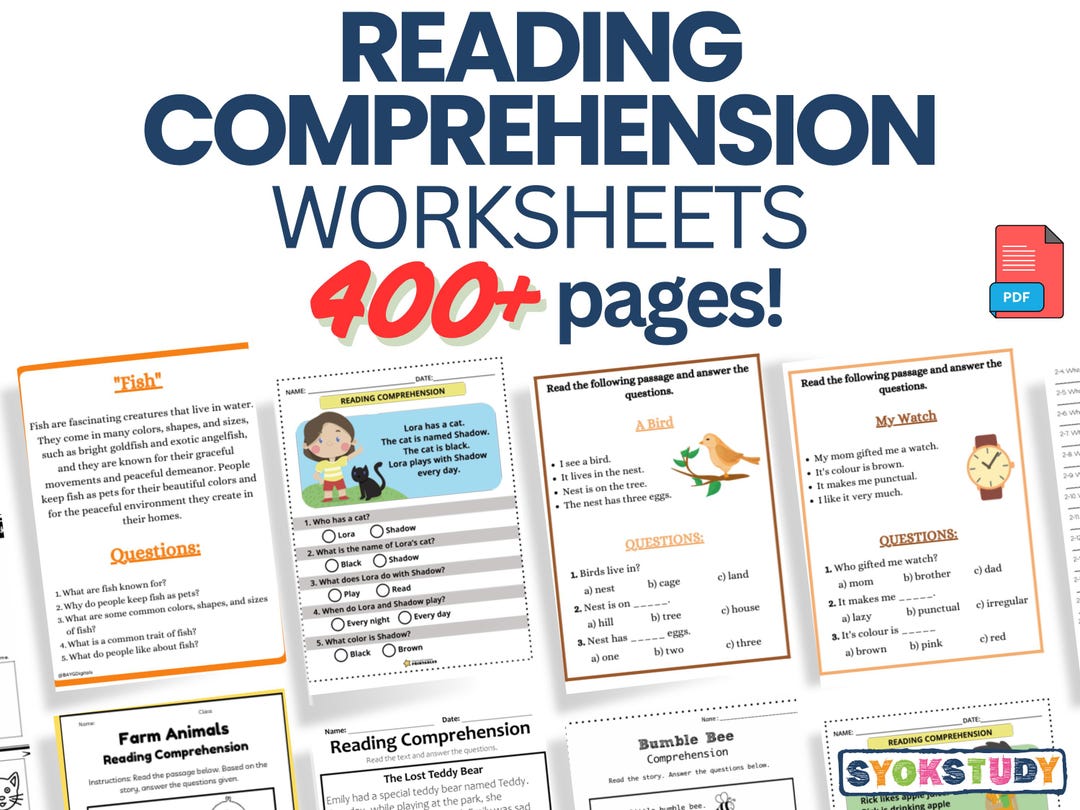 Hojas de trabajo de comprensión lectora / Paquete de libros de ...