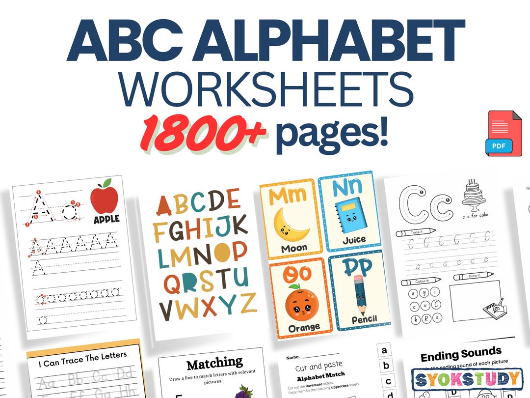ABC Alphabet Worksheets: Kids Learning Bundle (printable PDF) - Etsy