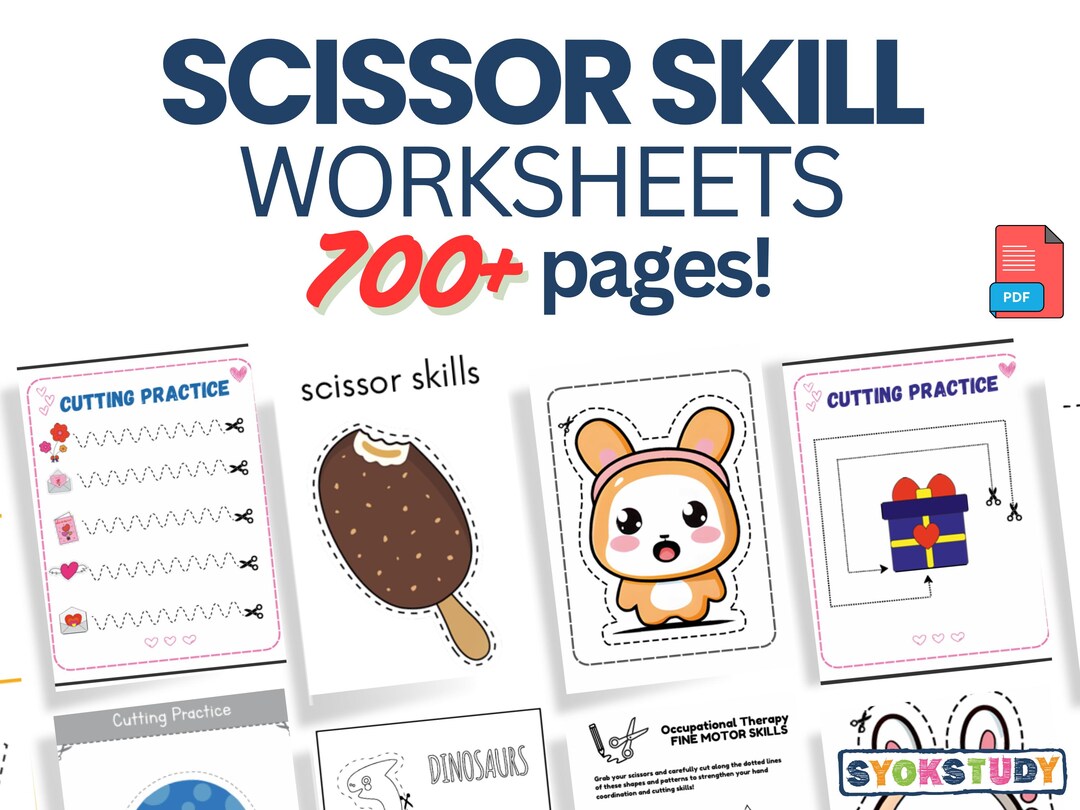 Scissor Skill Worksheets: Cutting Practice, Fine Motor Skills ...