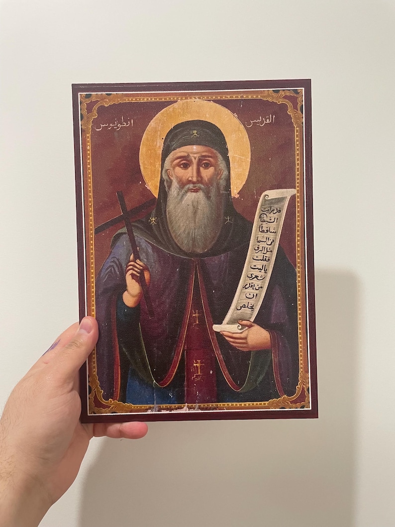 Handmade St Anthony the Great Icon | Coptic Orthodox Art - Etsy