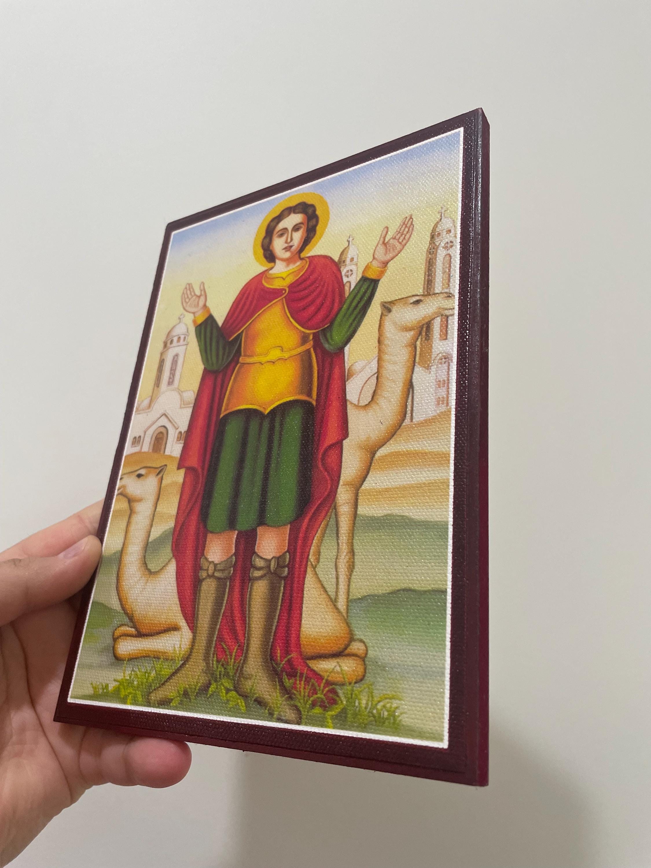 Coptic Icon of St Mina | Handmade Orthodox Icon - Etsy