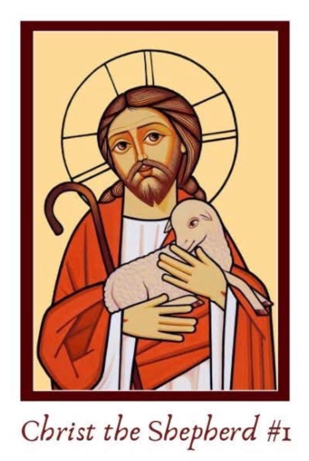 Christ the Good Shepherd | Handmade Coptic Icon Print - Etsy