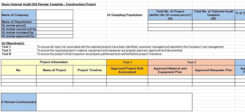 Basic Internal Audit Work Template / Checklist for Construction Project ...