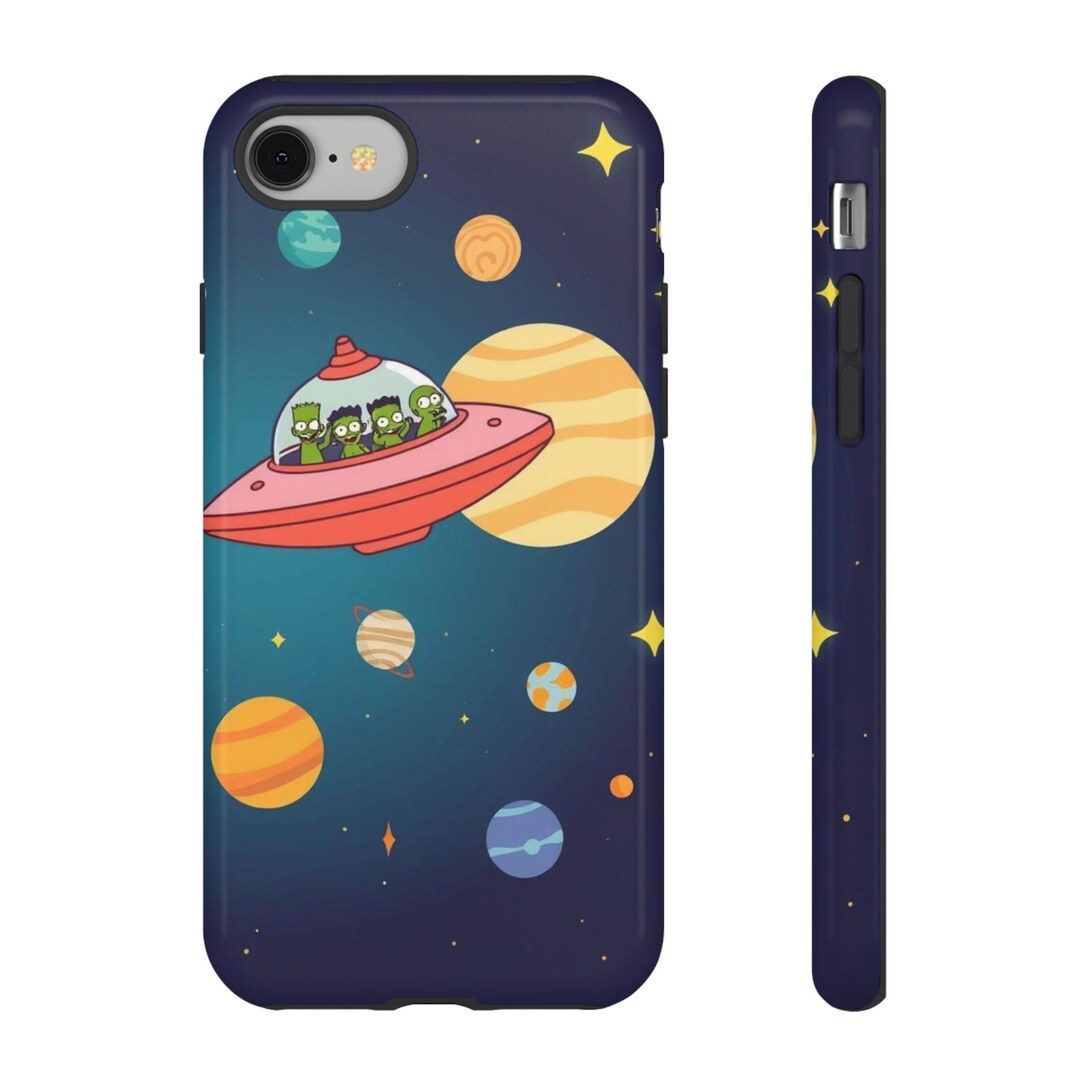 Space Adventure Phone Case, Cute Alien Design, Galaxy Phone Cover, Fun ...