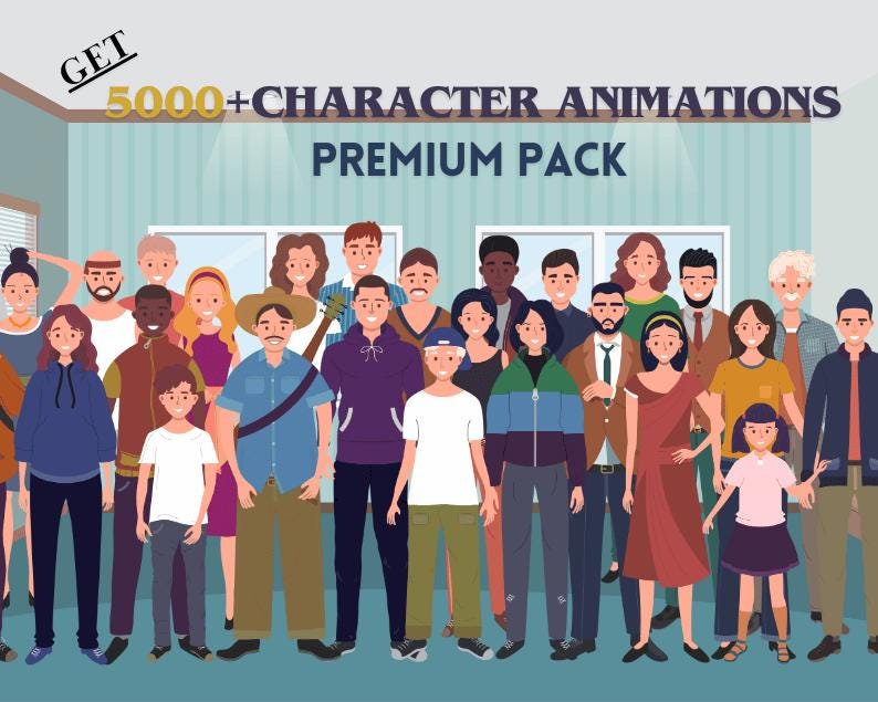 5000+ Animated Character PNG Bundle: Video & Game Design (digital ...
