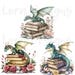 Fantasy Dragon Clipart Bundle: Floral Books, Magical Creatures (PNG ...