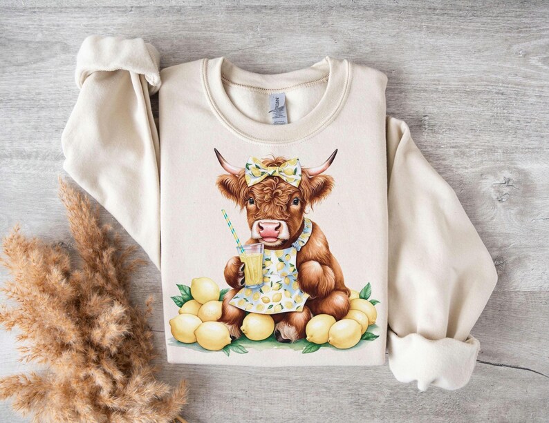 Highland Cow & Lemons PNG: Coquette Summer Clipart (digital Download ...
