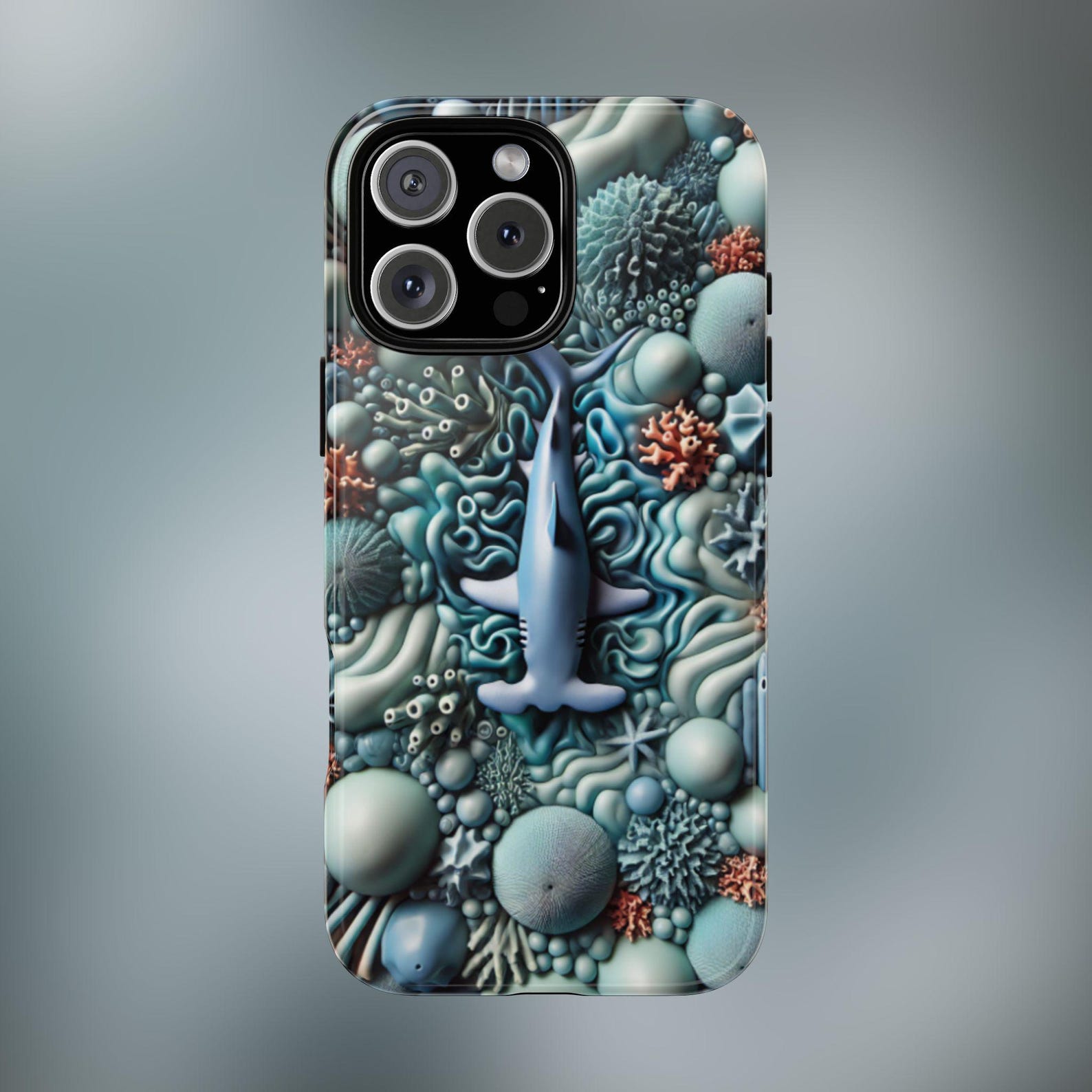 Artistic Ethereal 3D Shark Sea Print iPhone Case_seawater Coral Theme ...