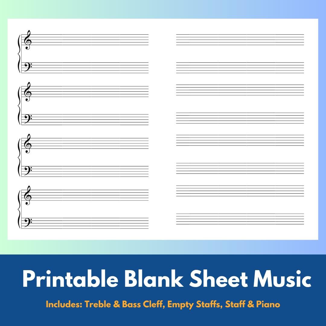Printable Blank Sheet Music Staff Worksheet - Etsy