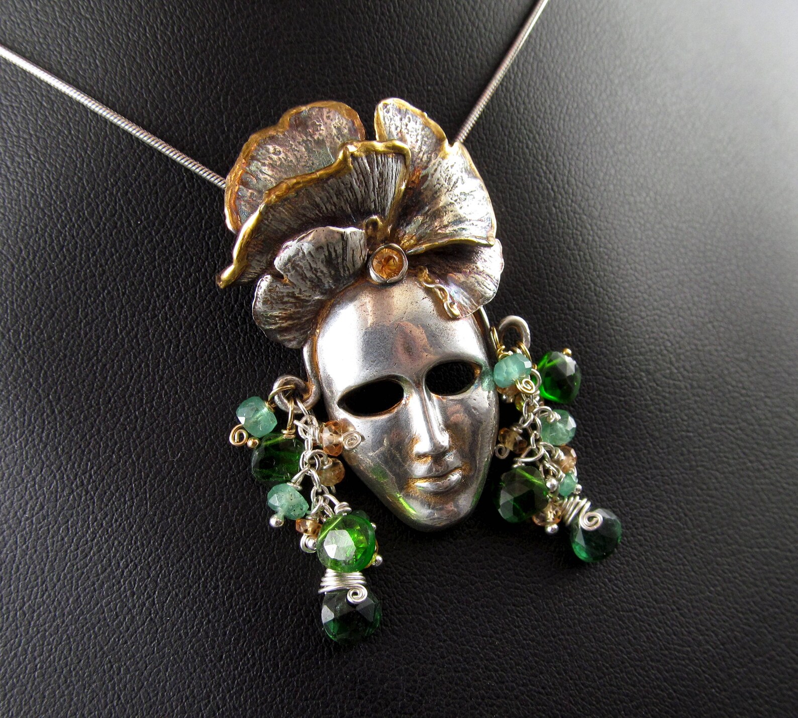 Green goddess mask handmade recycled fine silver face mask | Etsy