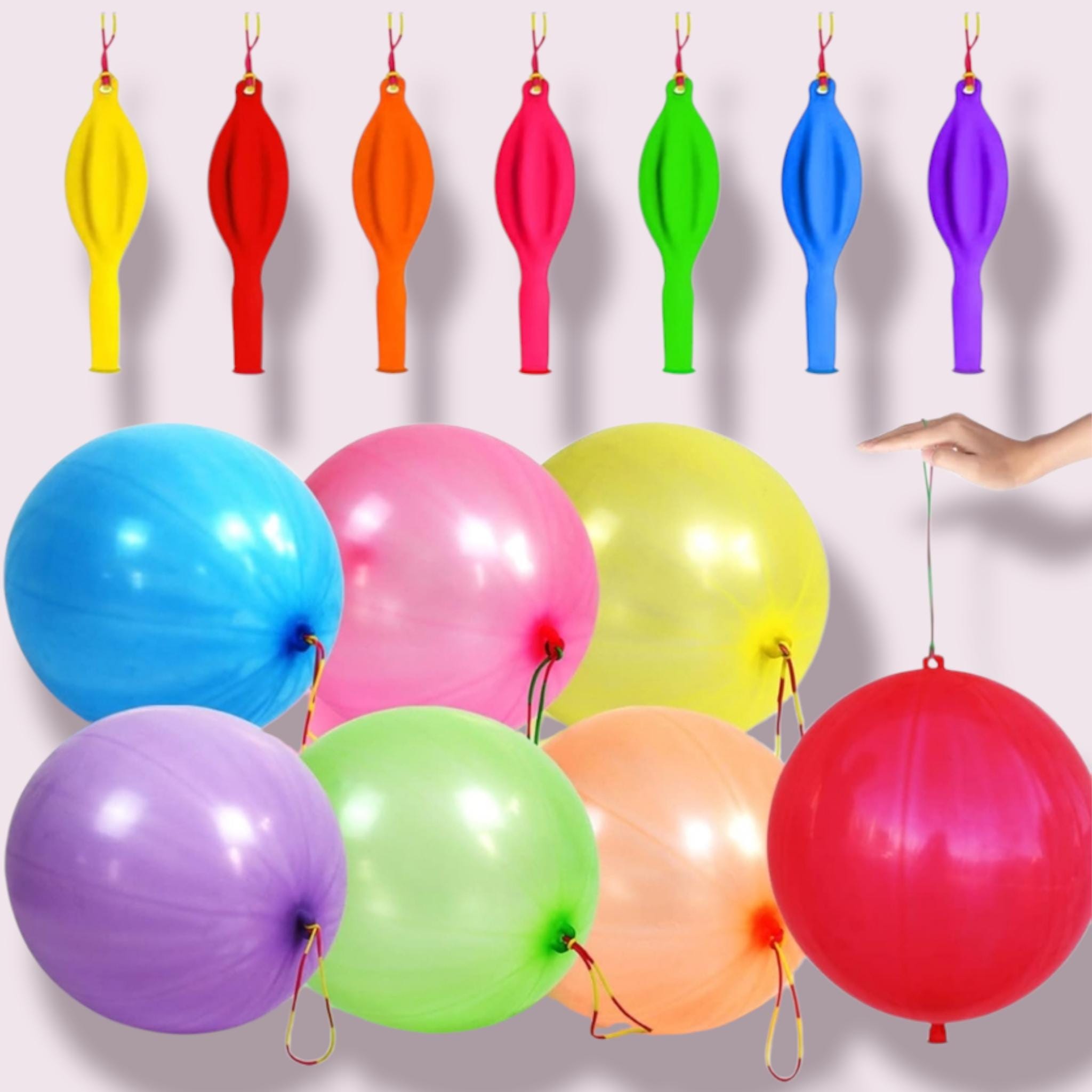 30 Pack Punch Balloons – Thick Neon Punching Balloons With Rubber Band ...