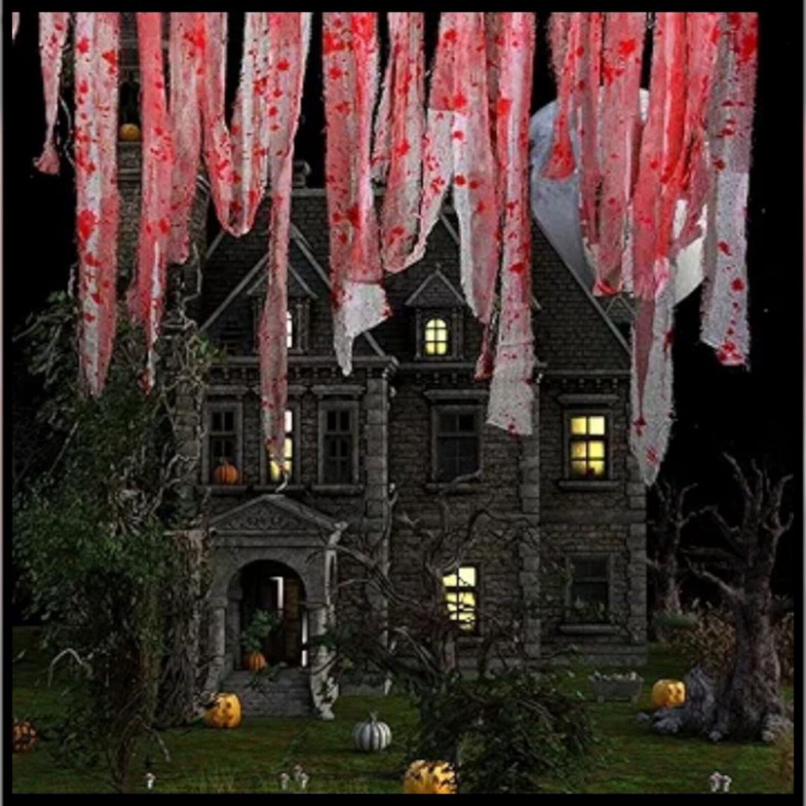 82ft Bloody Halloween Gauze Cloth – Extra Long Scary Fabric for Haunted ...
