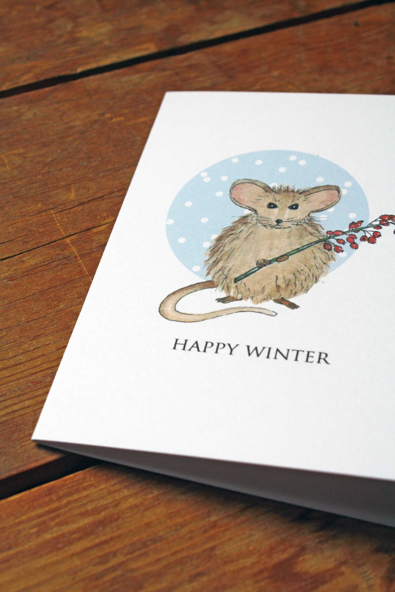 NEW Set Holiday Mouse With Red Berries Happy Winter - Etsy