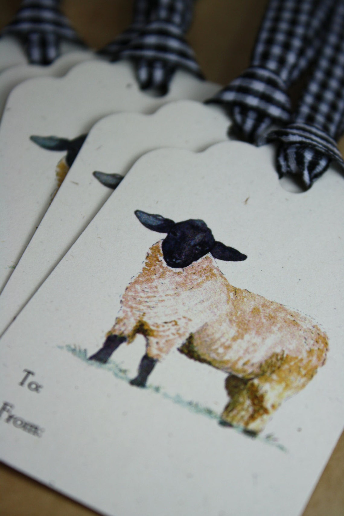 Sheep Gift Tags Set of 6 on Cream Recycled Cardstock With - Etsy