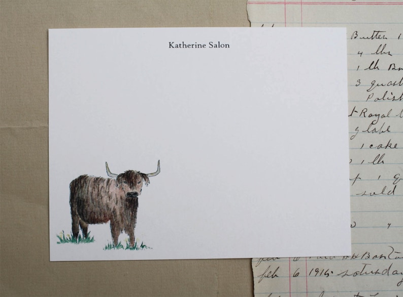 Highland Cow Farm Custom Notecard Stationery. Thank You Any - Etsy