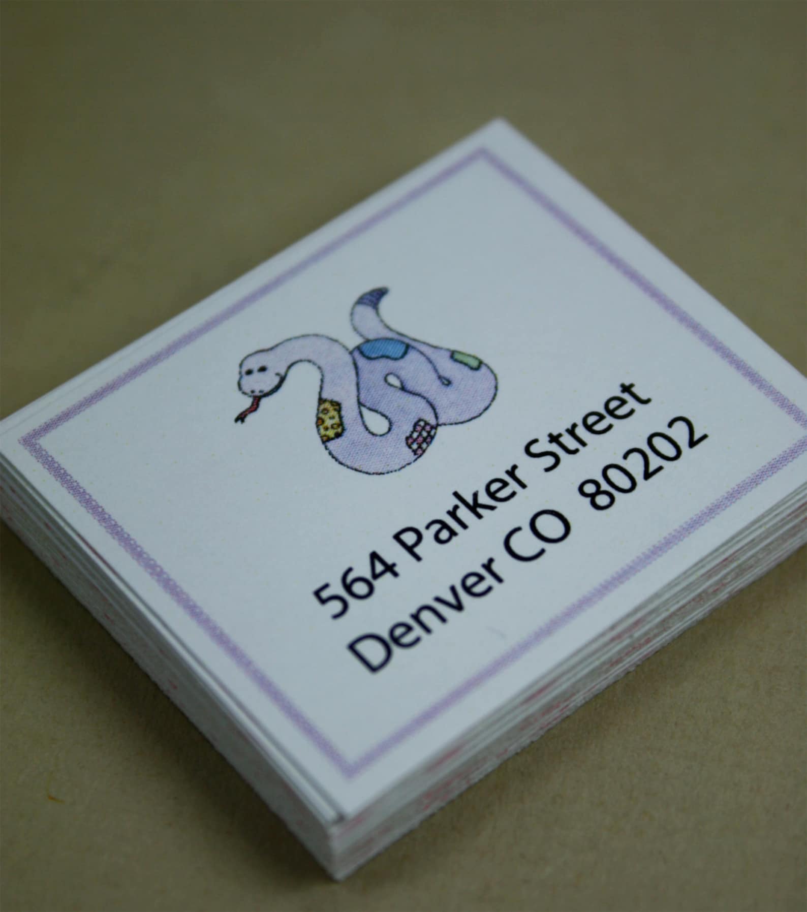 Custom Personalized Address Labels. Cute Purple Lavender Snake. Set of ...