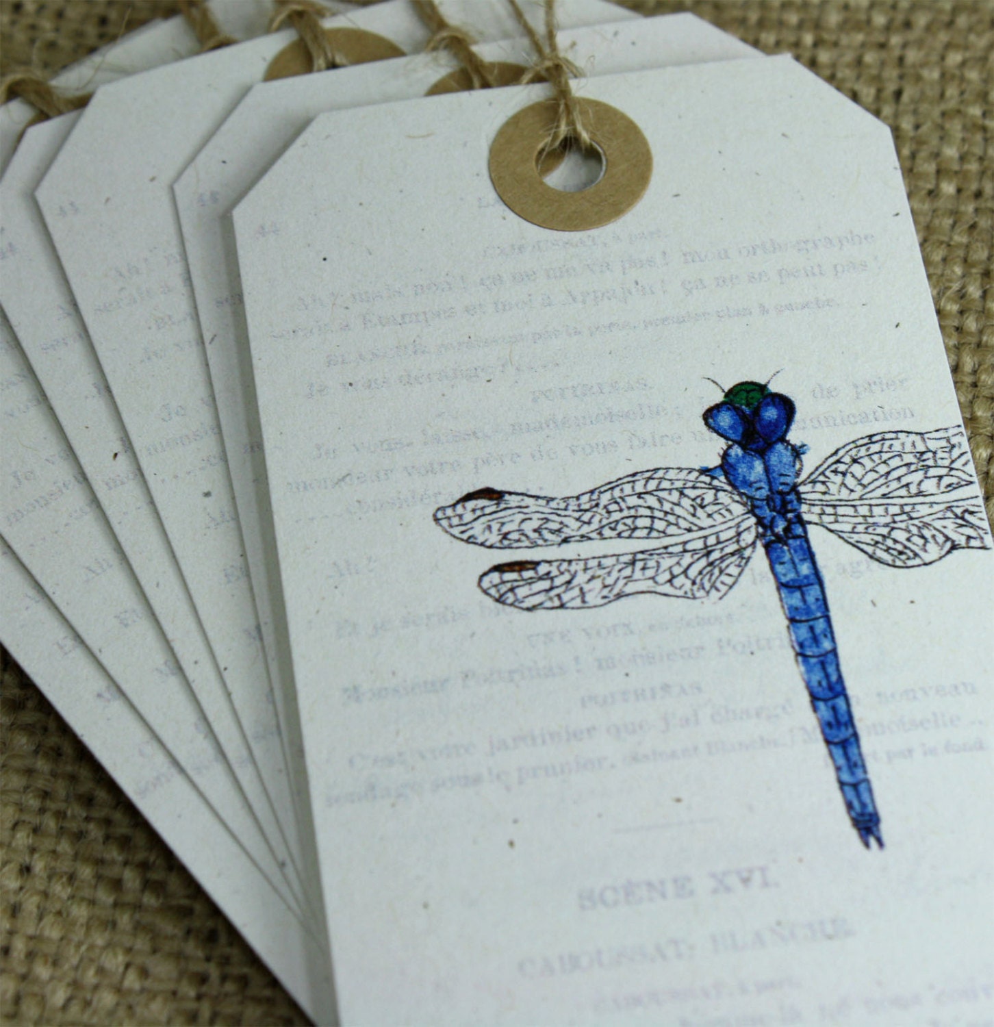 6 Dragonfly Gift Tags Recycled Paper Insect Tags Set of 6 - Etsy