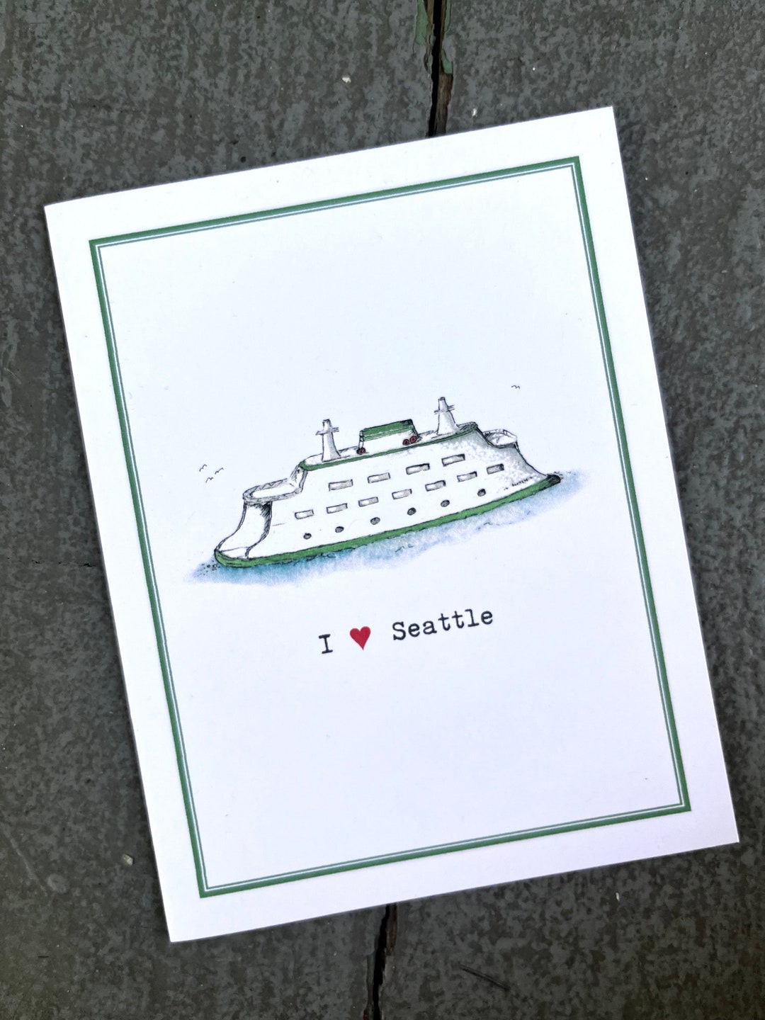 NEW! I Heart Seattle. I Love Seattle. Ferry Boat Card. Any Occasion ...