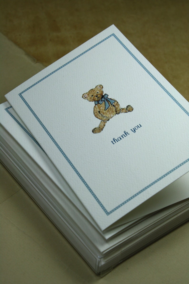 Thank You Note Teddy Bear. New Baby Thank You Notes Set of 8. - Etsy