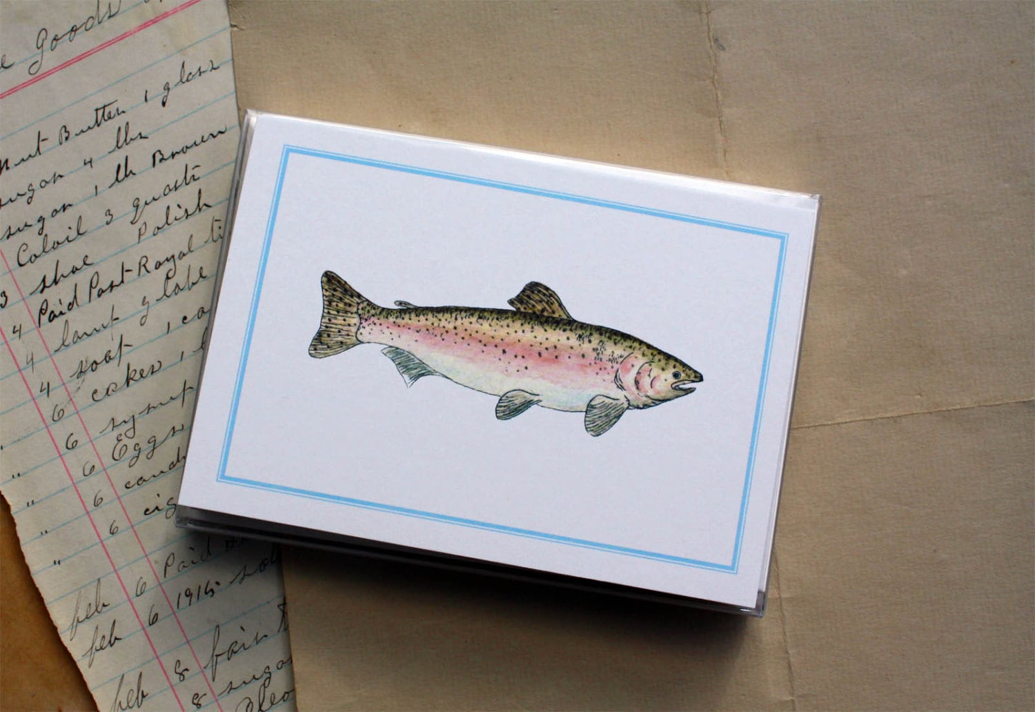Fishing Salmon Trout Fisherman Thank You Notecards Stationery - Etsy