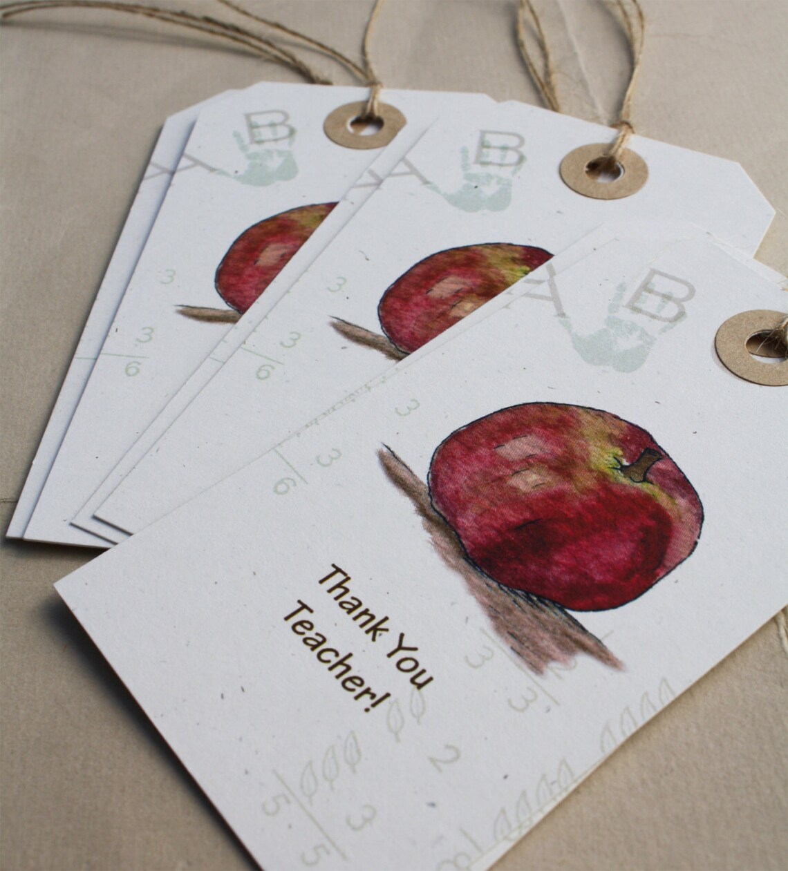 Teacher and Apple Gift Tags 6 Thank You Teacher Recycled - Etsy