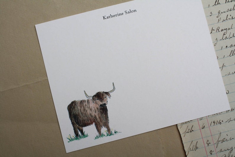 Highland Cow Farm Custom Notecard Stationery. Thank You Any | Etsy